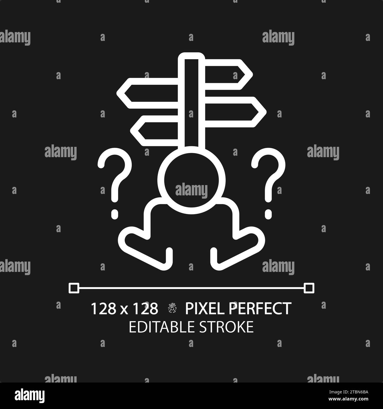 2D thin linear simple white indecisiveness icon Stock Vector Image & Art - Alamy