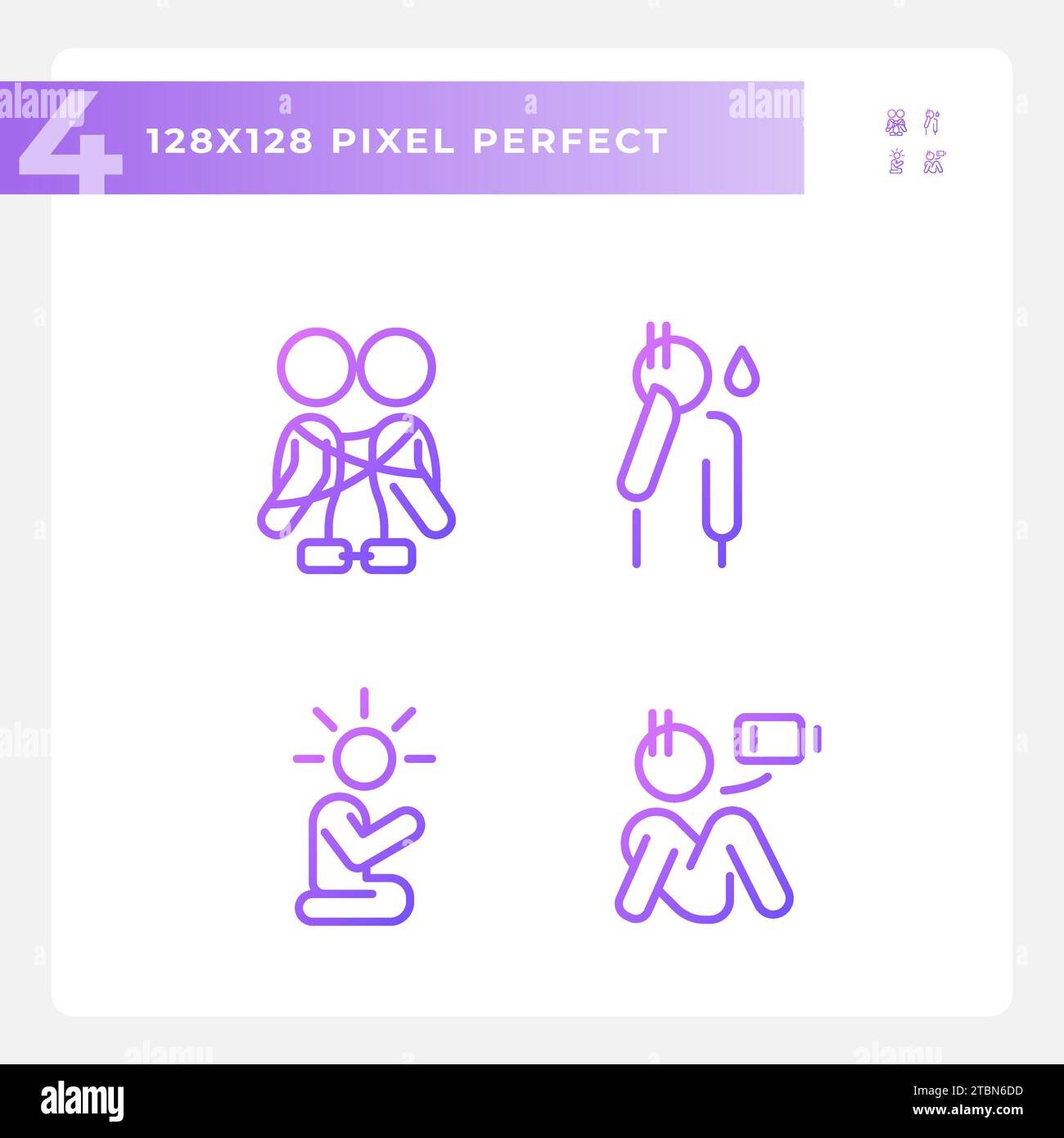 2D purple pixel perfect gradient psychology icons Stock Vector Image ...