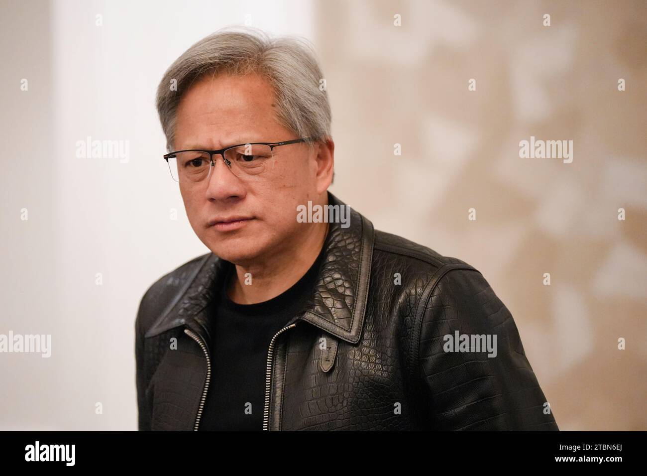 Nvidia CEO and co-founder Jensen Huang attends a media round table ...