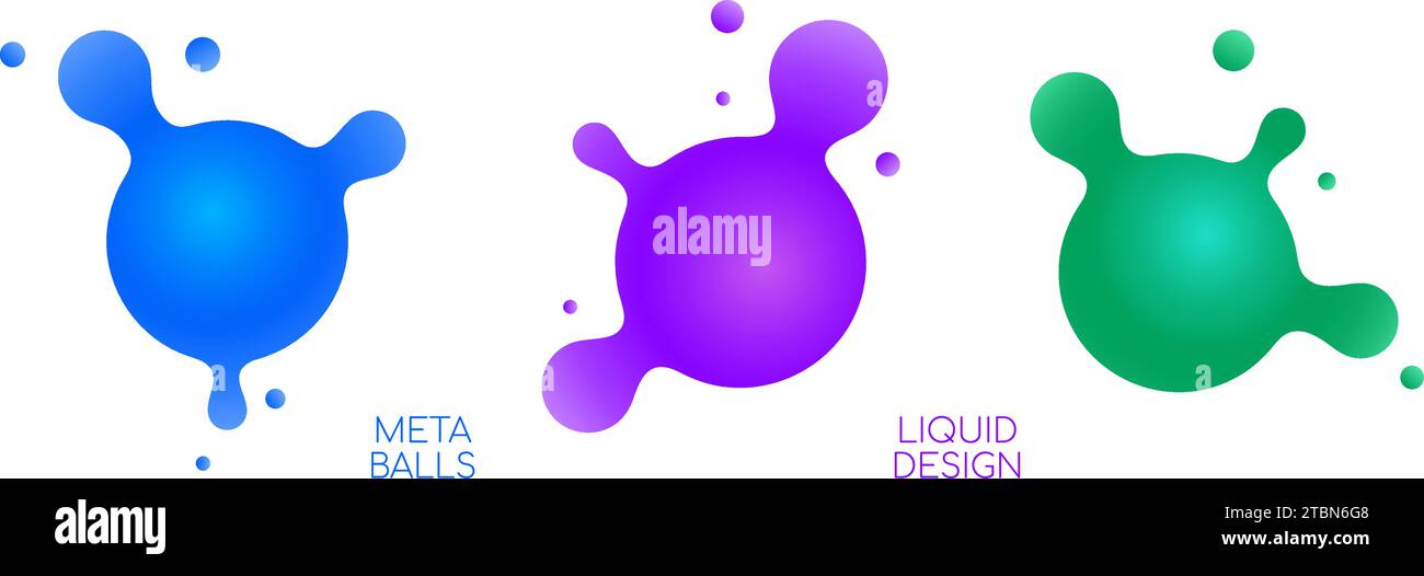 Abstract sphere blob collection. Gradient liquid metaball set. Bright ...