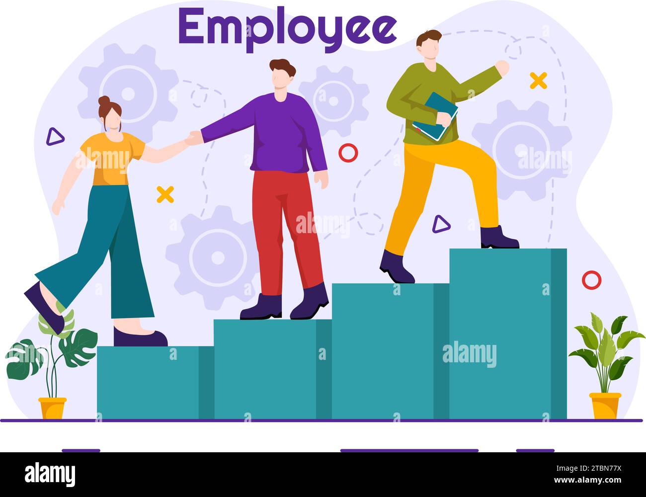 Employee Vector Illustration with Business Team and Productivity Hold a ...