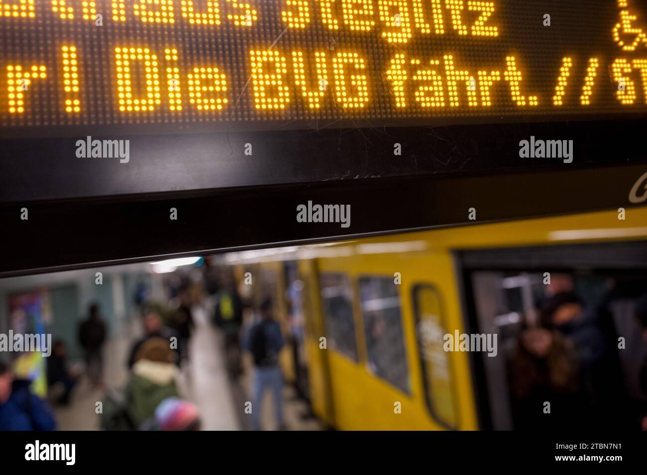 Berlin, Germany. 08th Dec, 2023. "BVG is on the move" is the message on ...