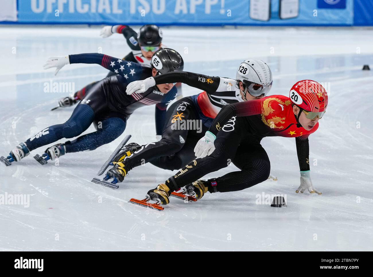 Beijing, China. 8th Dec, 2023. Lin Xiaojun (R) of China competes during ...