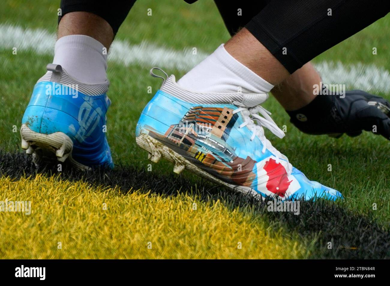 These are cleats worn by Pittsburgh Steelers linebacker T.J. Watt (90 ...