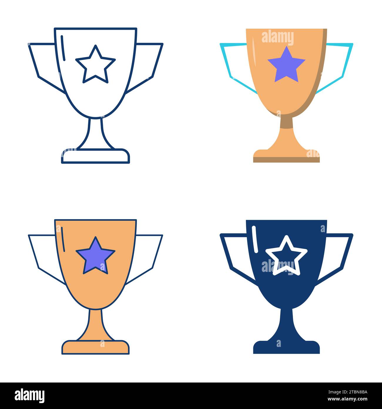 Trophy, winner cup icon set in flat and line style. Prize, symbol of ...