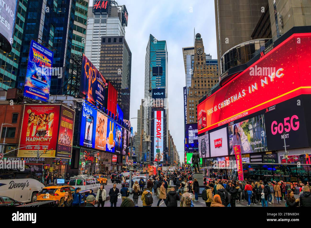 New York, USA - December 01, 2023: Christmas themed advertisements in ...