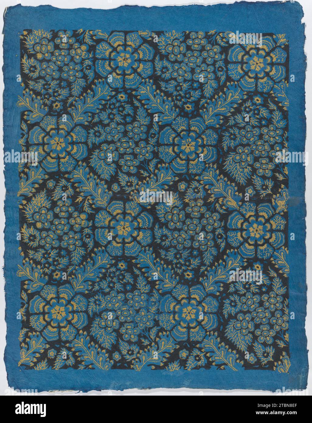 Sheet with overall black and gold floral pattern 1948 by Remondini ...