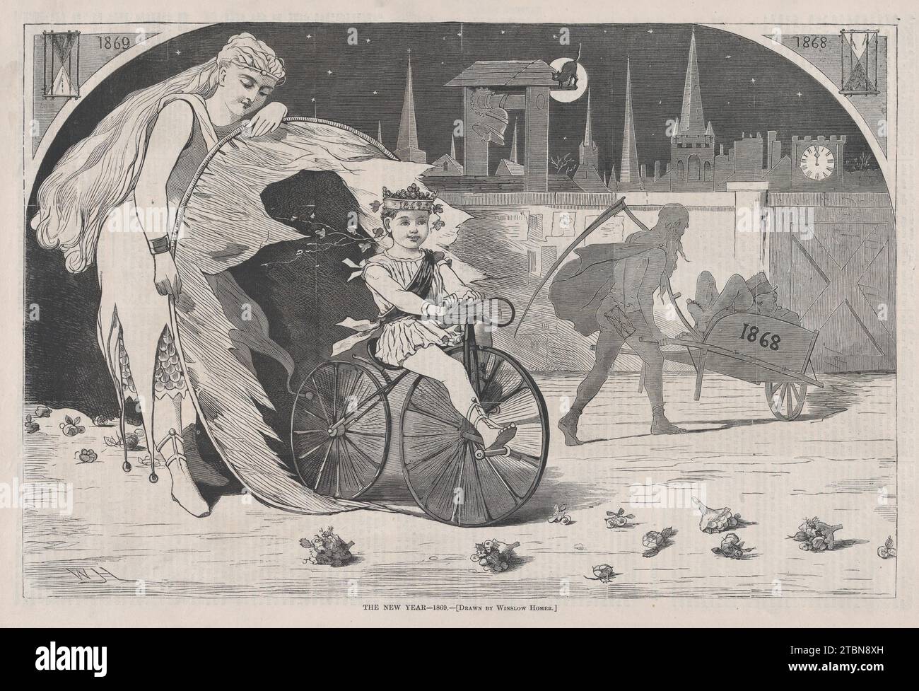 The New Year 1869 Drawn by Winslow Homer (from "Harper's Weekly," Vol ...