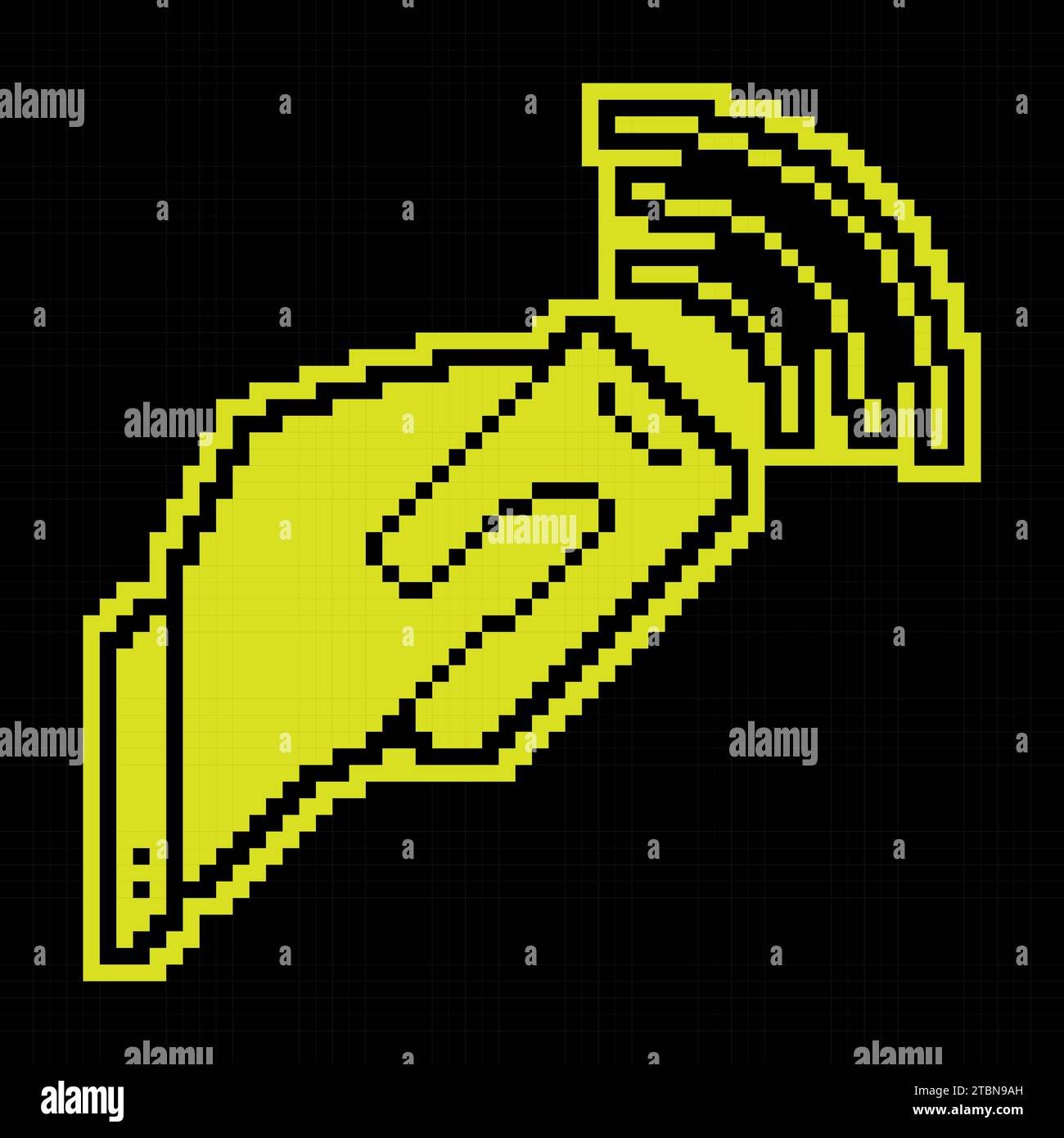 Pixel silhouette icon. Hand holds TV control panel and presses the ...