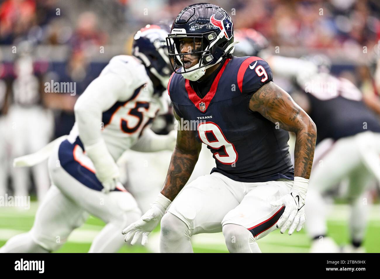 Houston Texans tight end Brevin Jordan (9) in action against Denver ...