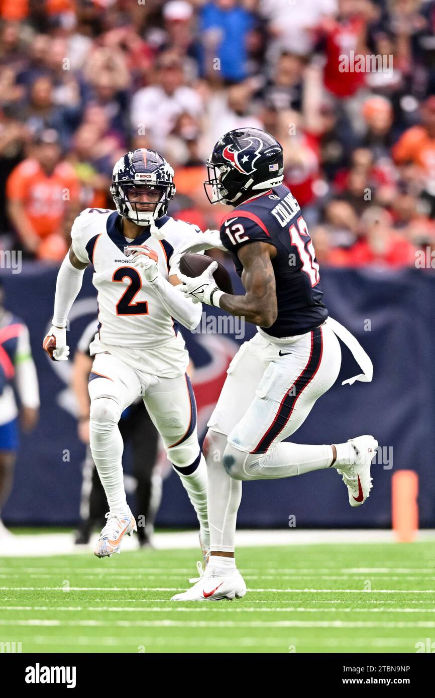 Houston Texans wide receiver Nico Collins (12) catches a pass as Denver ...