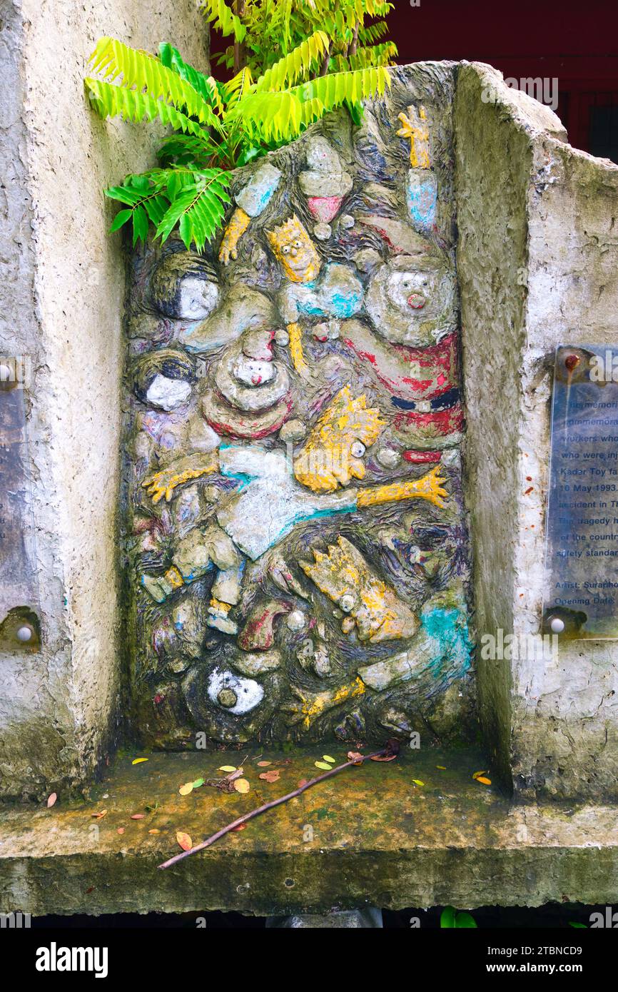 A Bart Simpson sculpture freize, representing a fire disaster at the ...