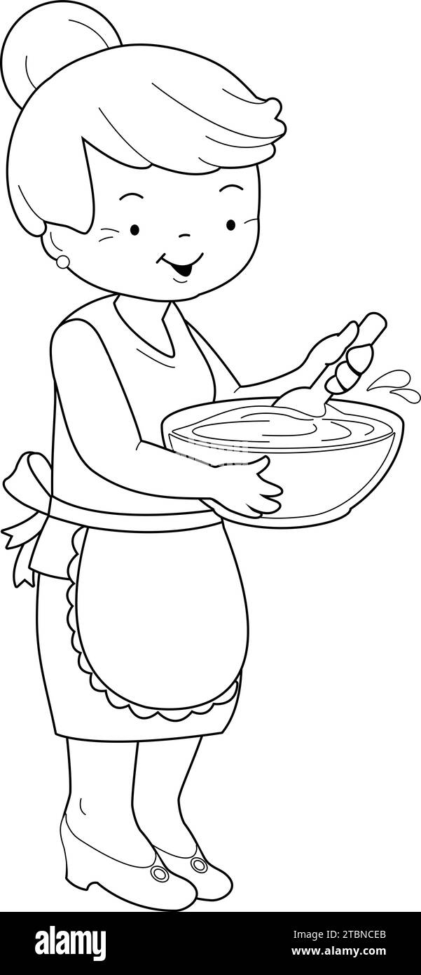 Grandma cooking dinner. Senior woman with a bowl preparing a meal ...
