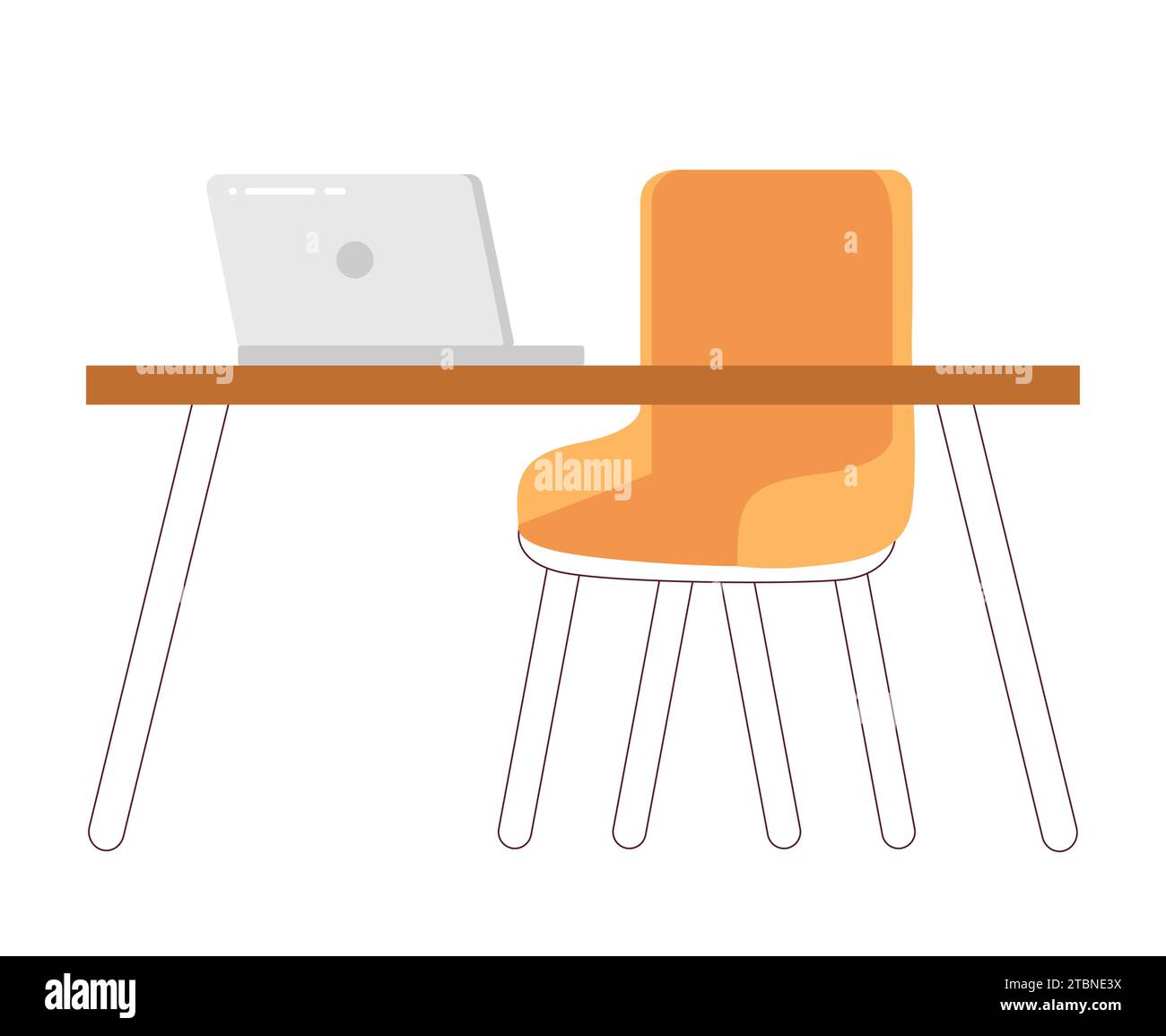 Contemporary workspace laptop chair 2D cartoon object Stock Vector ...