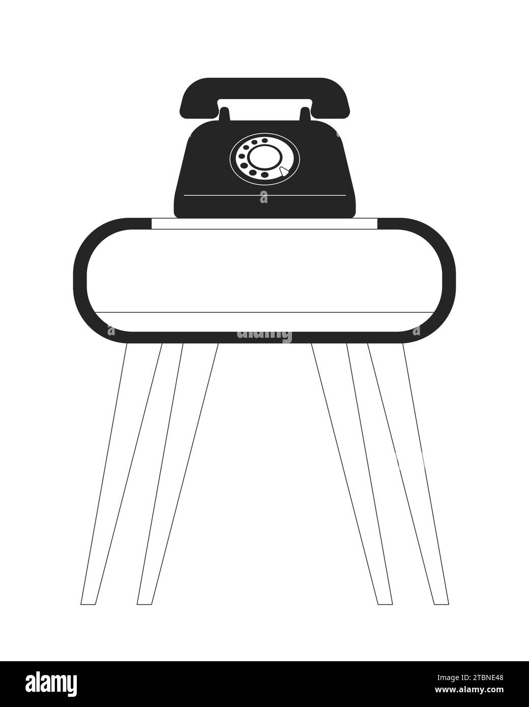 Retro Telephone Table Stand Black And White 2d Line Cartoon Object Stock Vector Image And Art Alamy