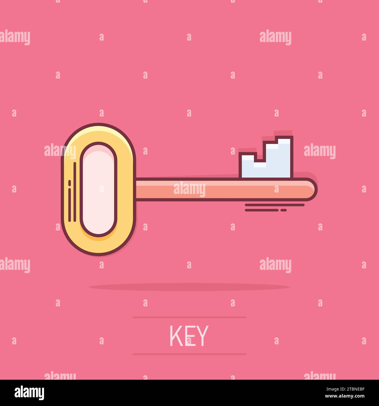 Vector cartoon key icon in comic style. Secret keyword sign ...
