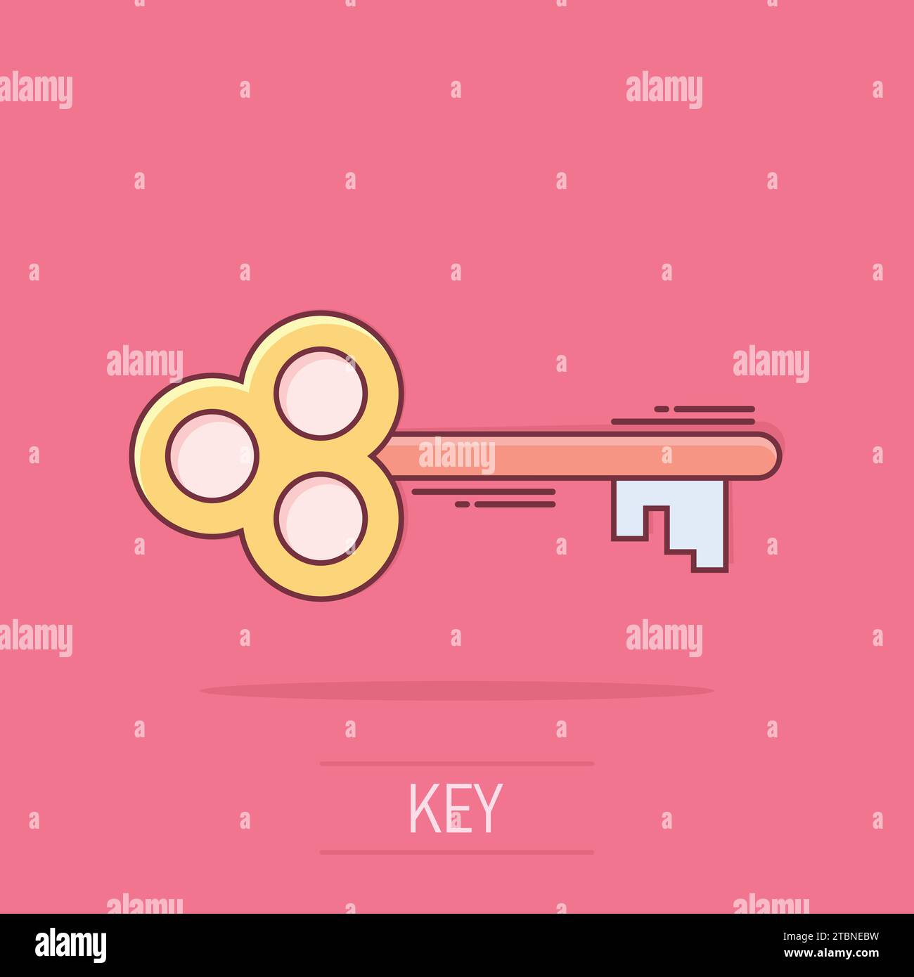 Vector cartoon key icon in comic style. Secret keyword sign ...