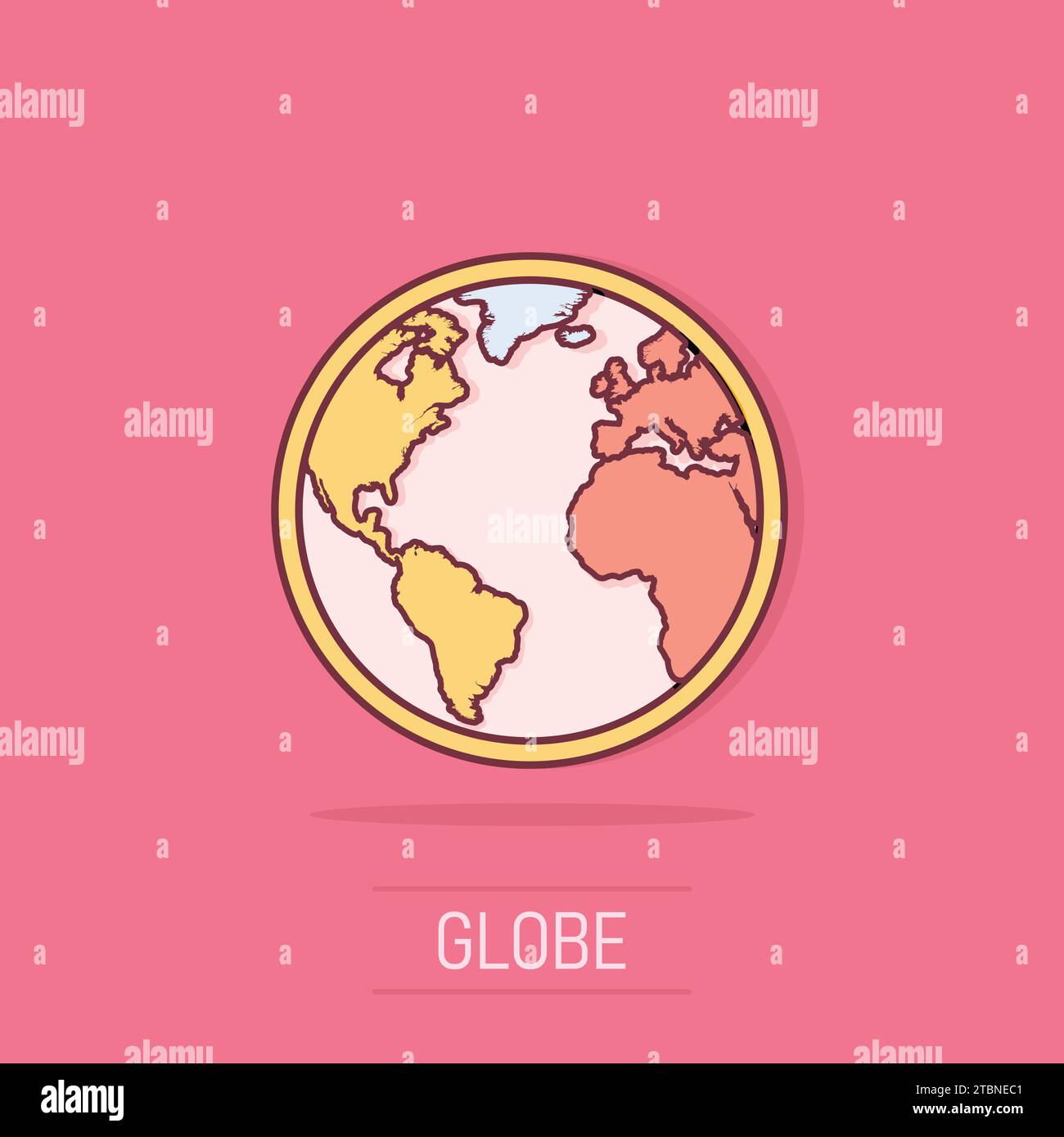 Vector cartoon globe world map icon in comic style. Round earth ...
