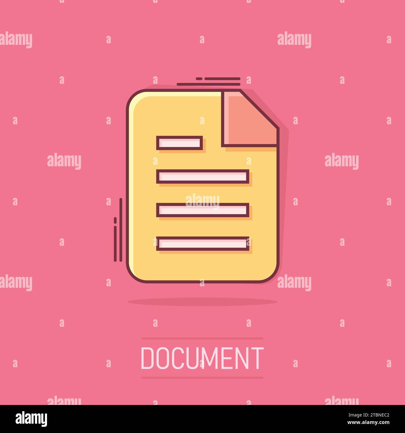 Vector cartoon document icon in comic style. Archive data file sign ...