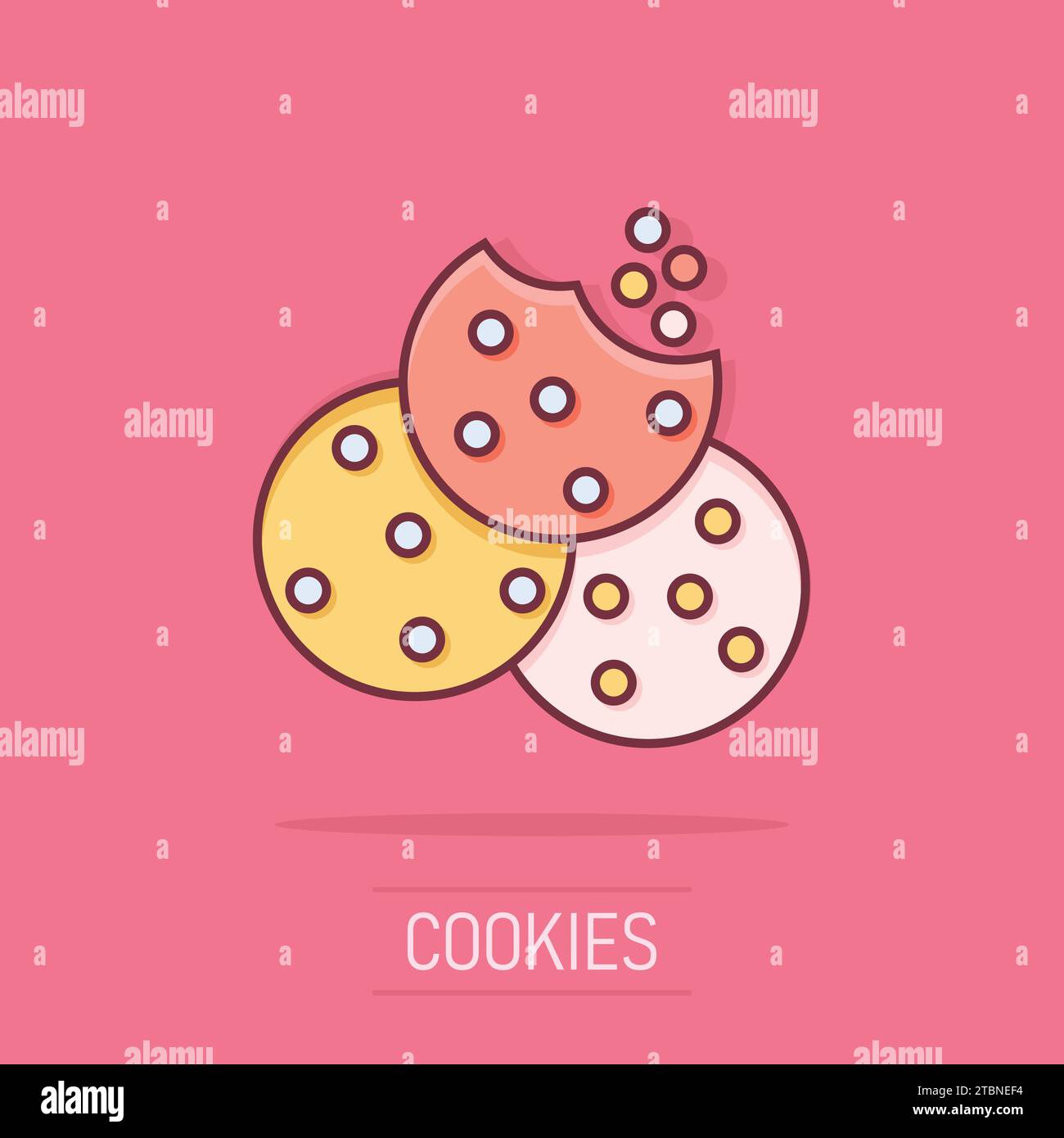 Vector cartoon cookie icon in comic style. Chip biscuit sign ...