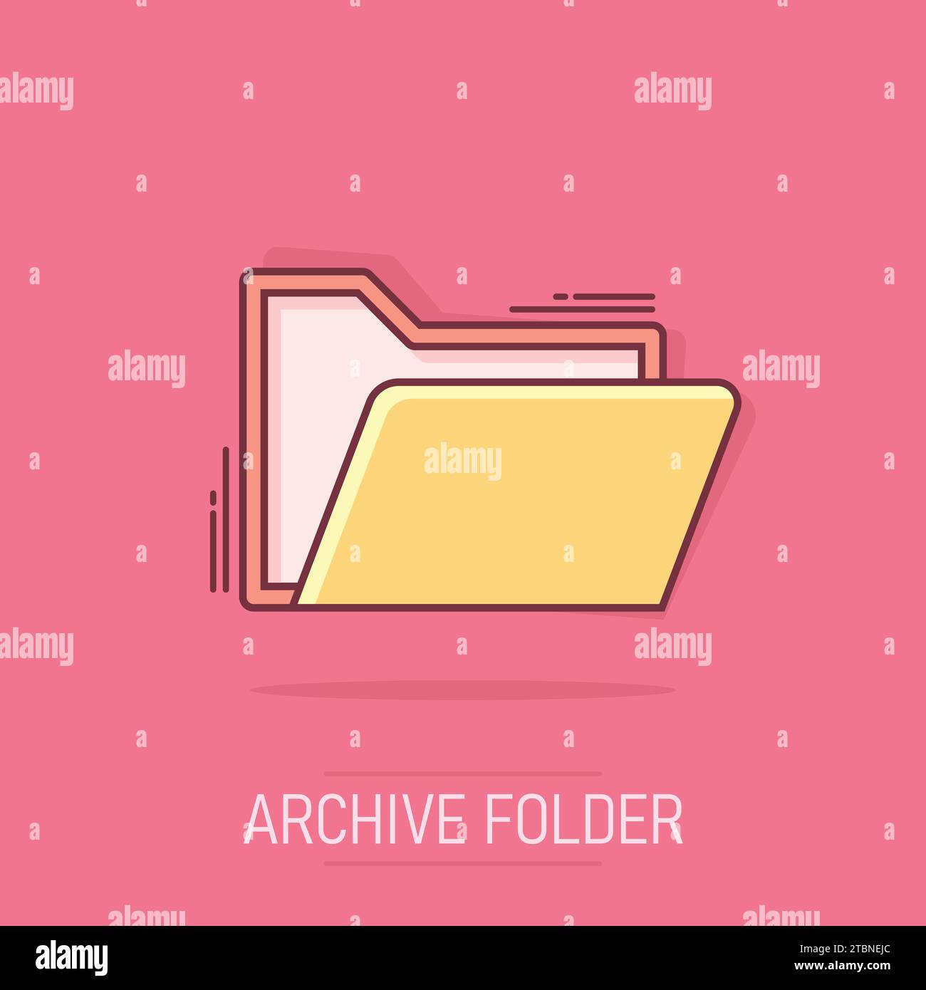 Vector cartoon folder document icon in comic style. Archive data file ...
