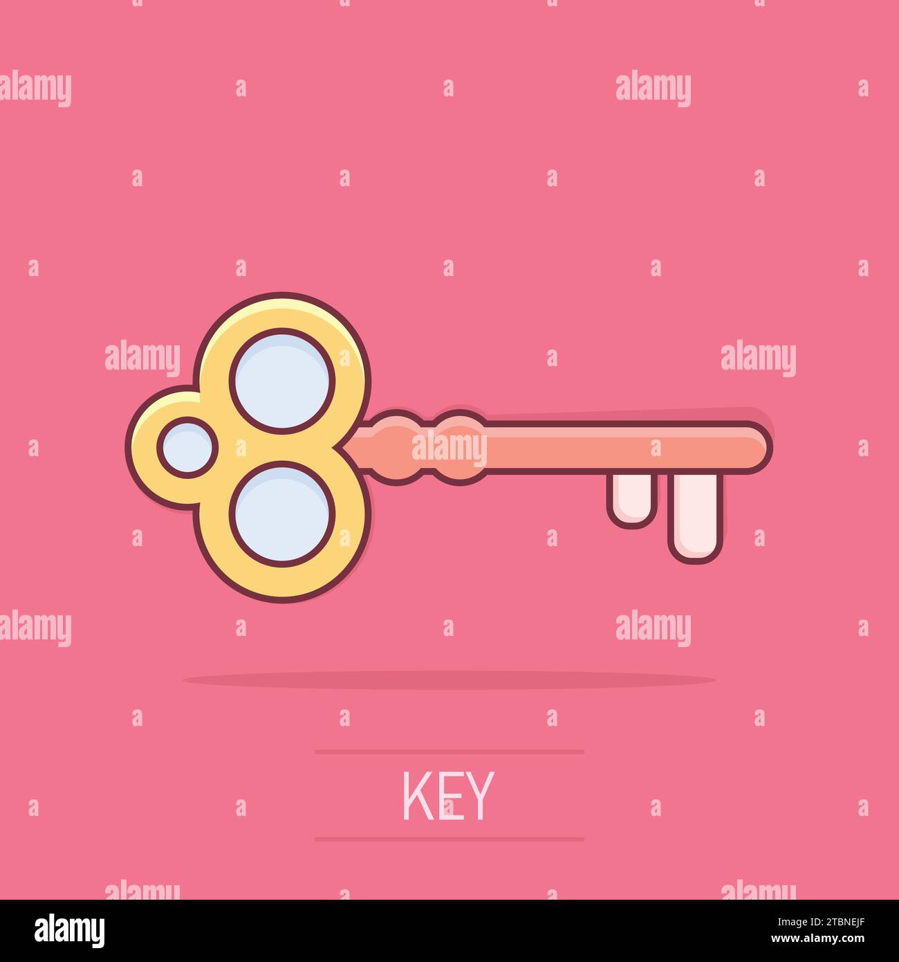Vector cartoon key icon in comic style. Secret keyword sign ...