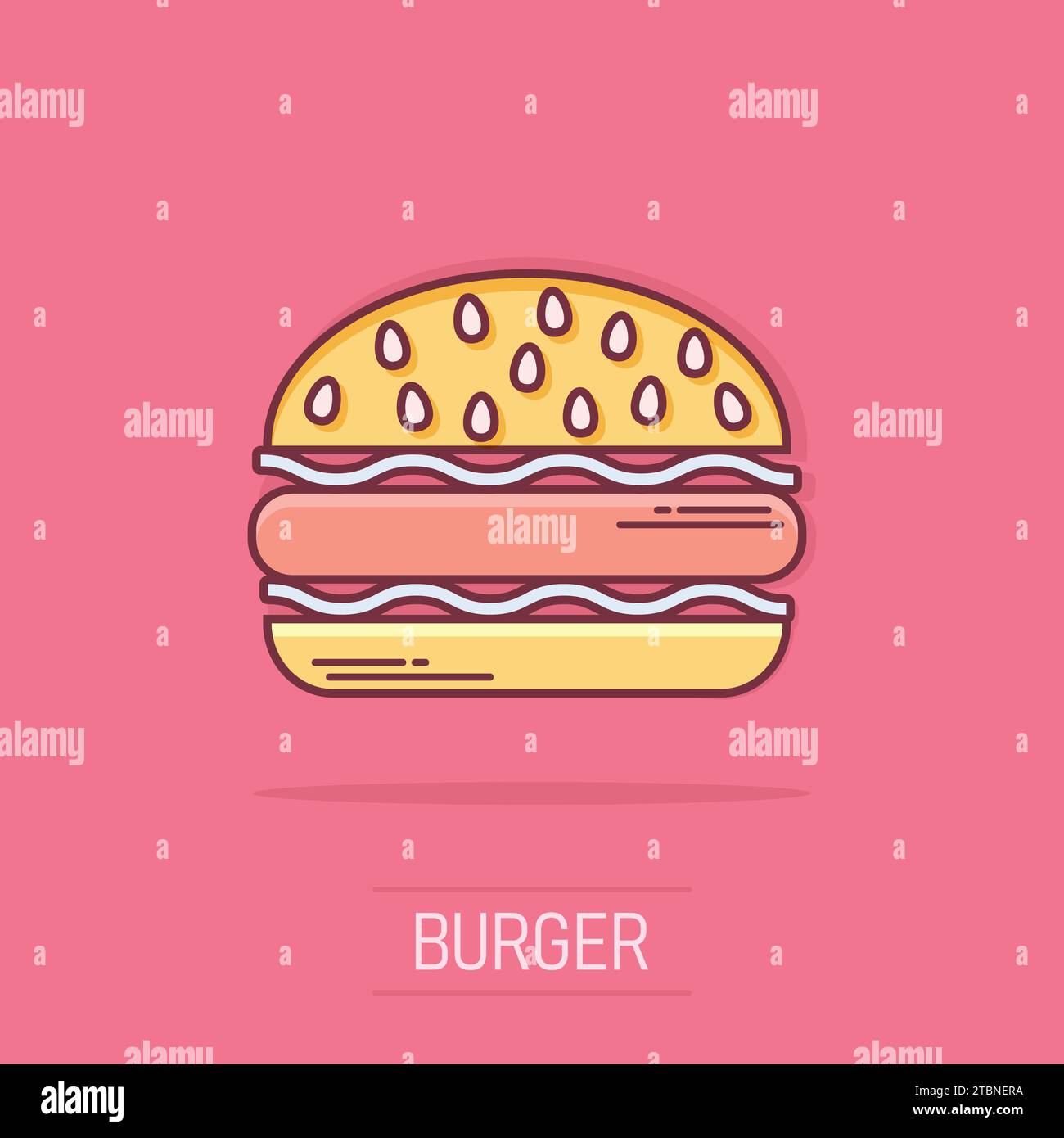 Vector cartoon burger fast food icon in comic style. Hamburger sign ...