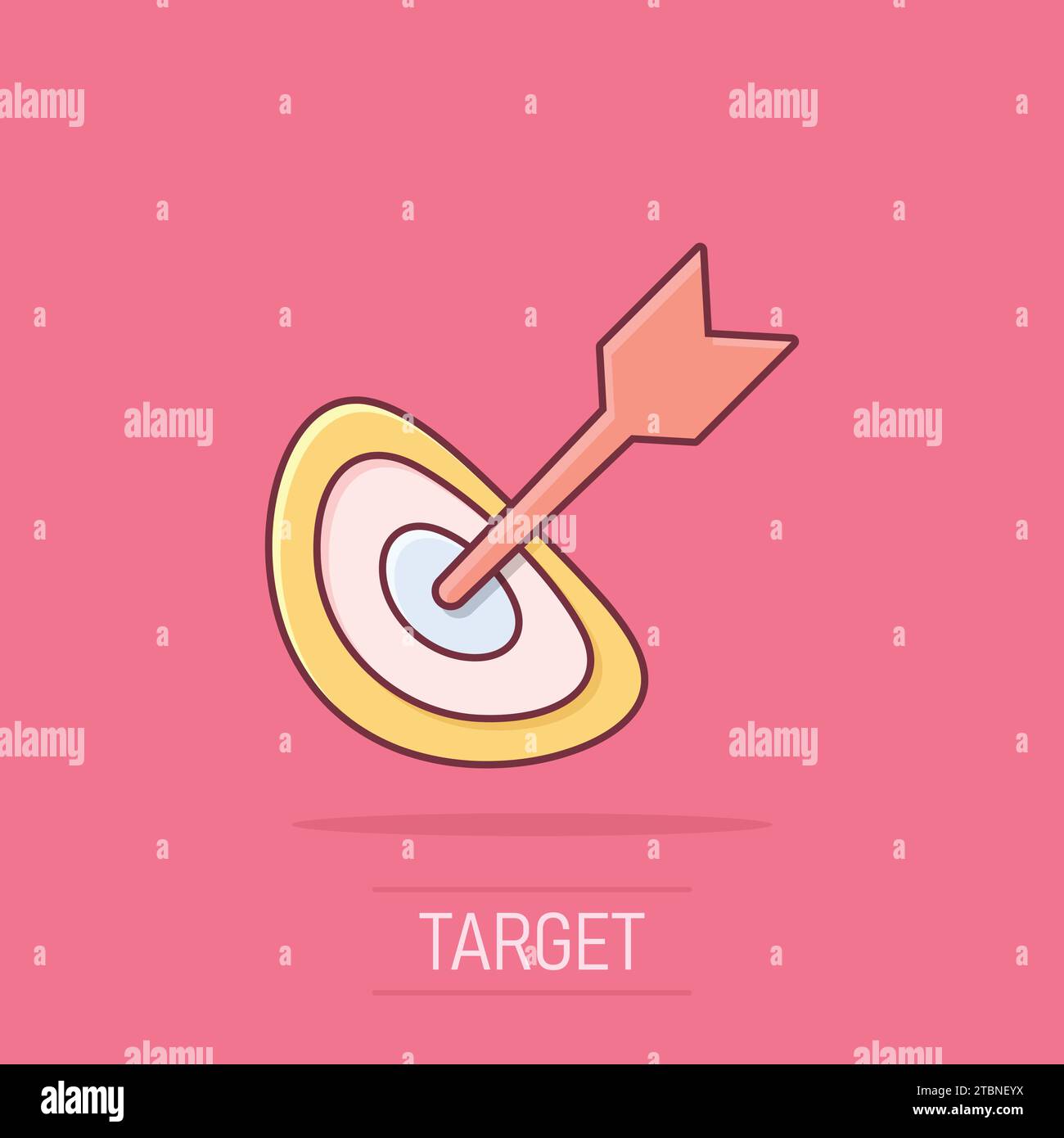 Vector cartoon target aim icon in comic style. Darts game sign ...