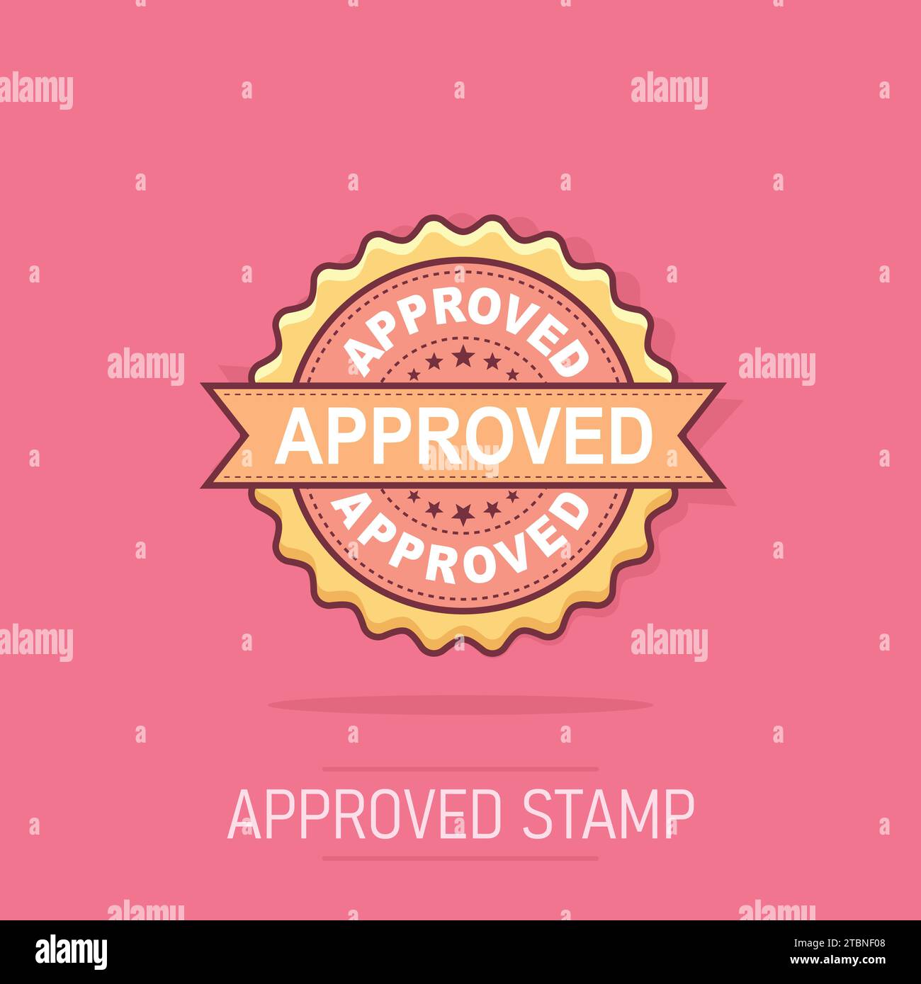 Approved seal stamp vector icon. Approve accepted badge flat vector ...