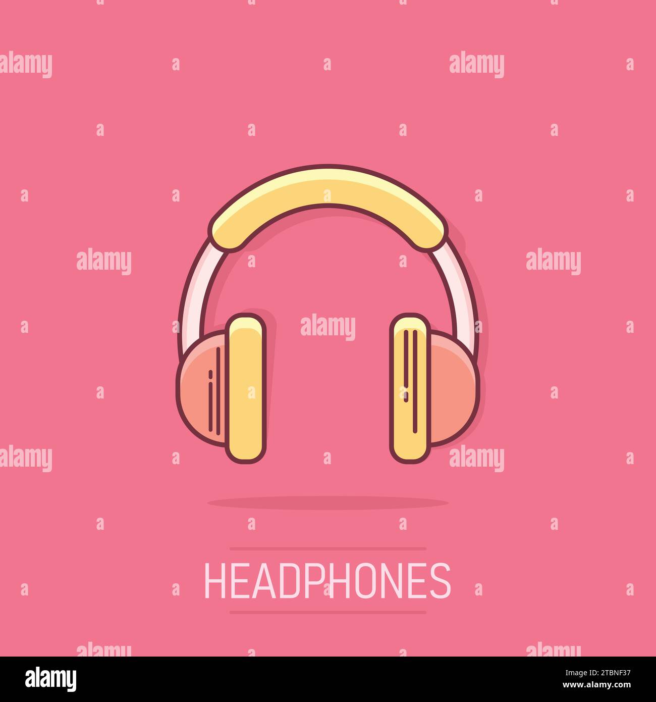 Vector cartoon headphone icon in comic style. Earphone headset sign ...