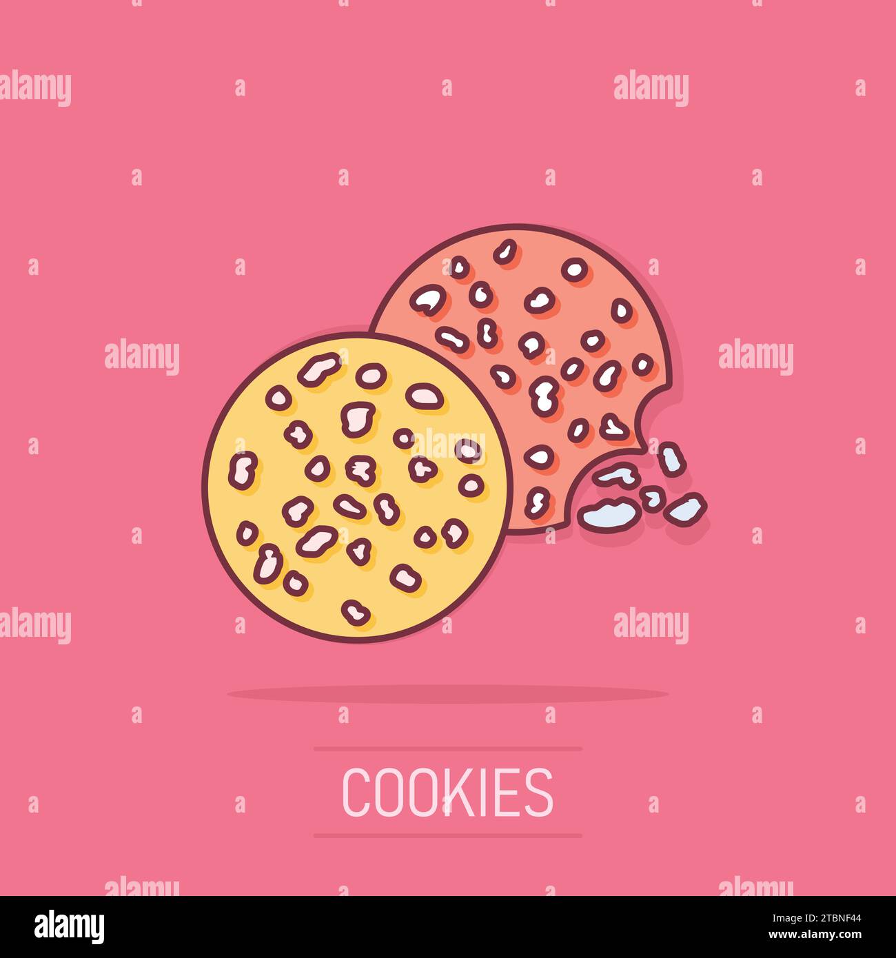 Vector cartoon cookie icon in comic style. Chip biscuit sign ...