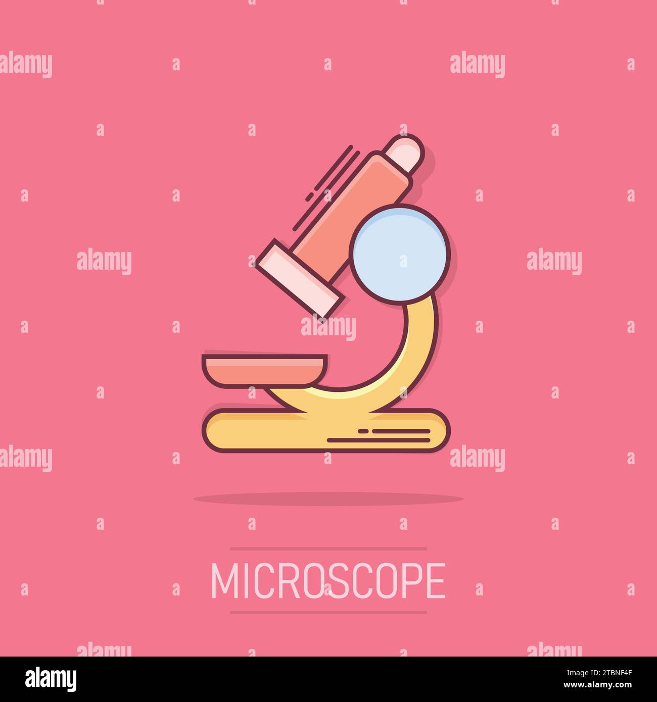 Vector cartoon microscope lab icon in comic style. Microscope sign ...