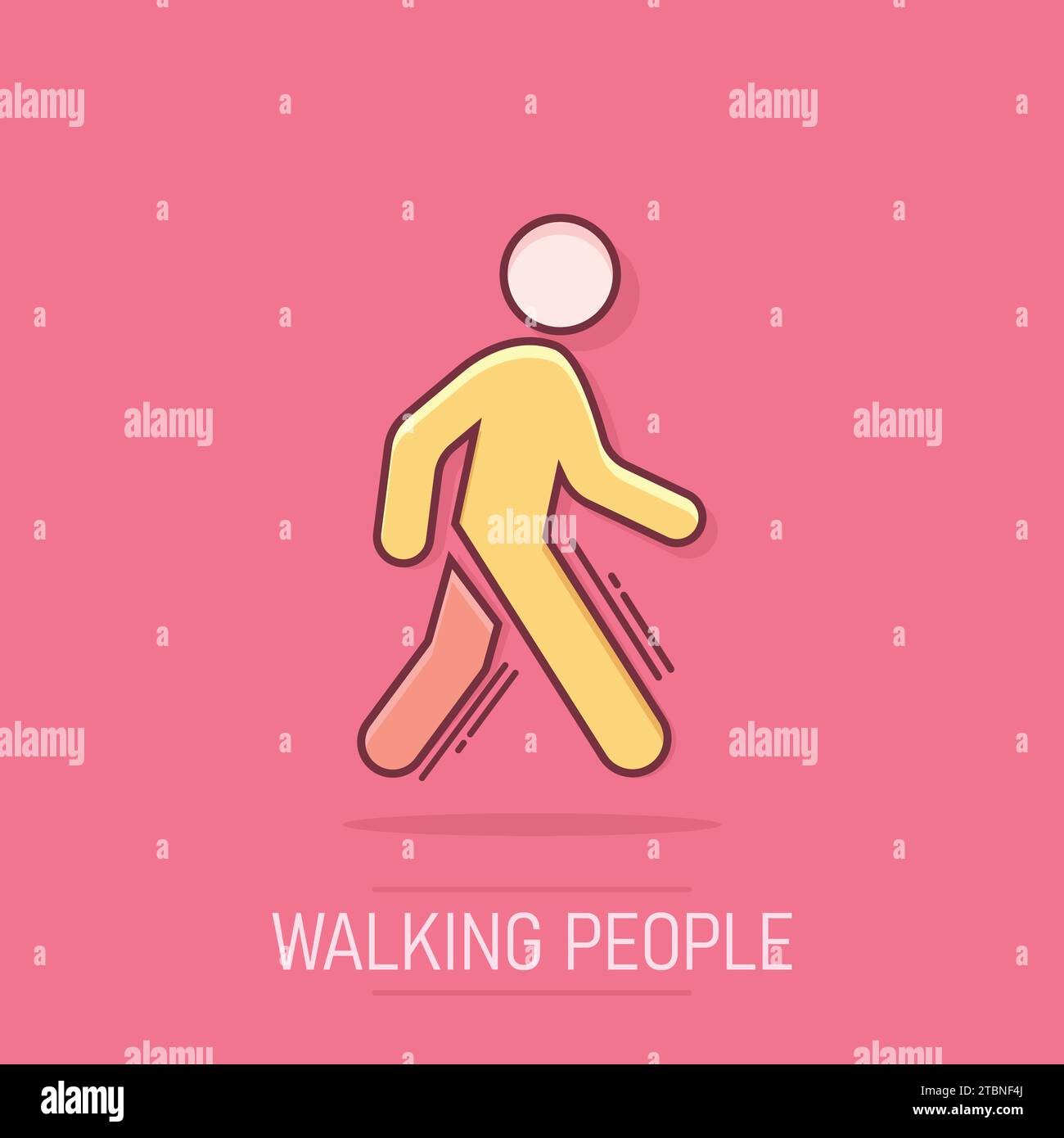 Vector cartoon walking man icon in comic style. People walk sign ...