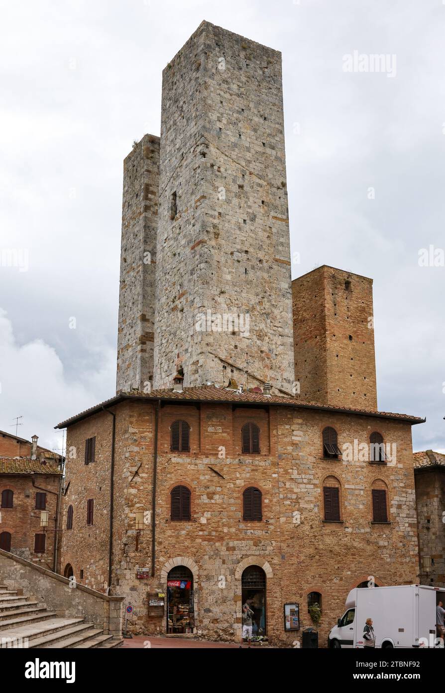 San Gimignano, Italy - Sept 17, 2022: The Salvucci Towers, also called ...