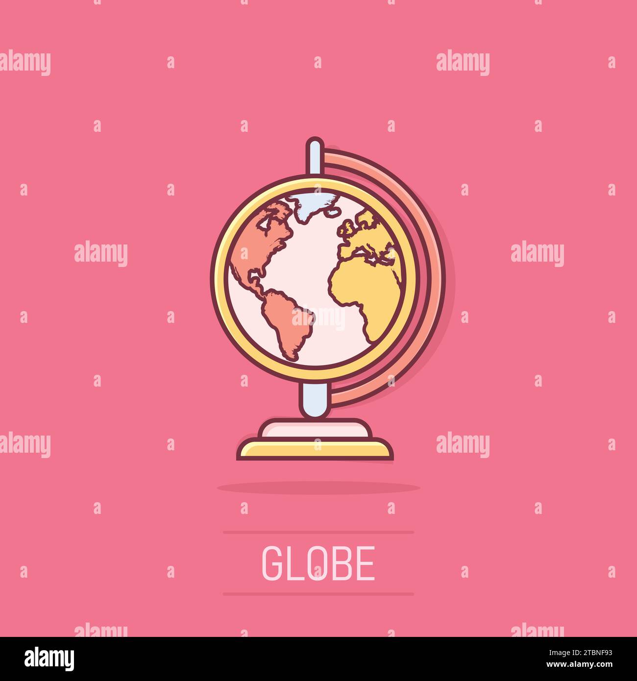 Vector cartoon globe world map icon in comic style. Round earth ...