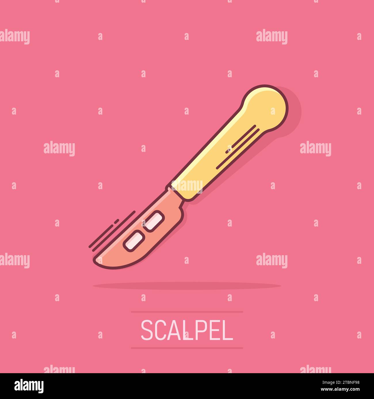 Vector cartoon medical scalpel icon in comic style. Hospital surgery ...