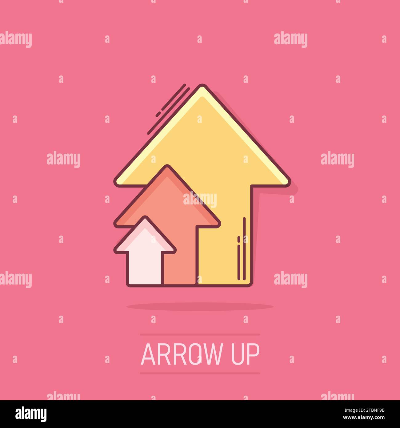 Vector cartoon arrow up icon in comic style. Forward arrow sign ...