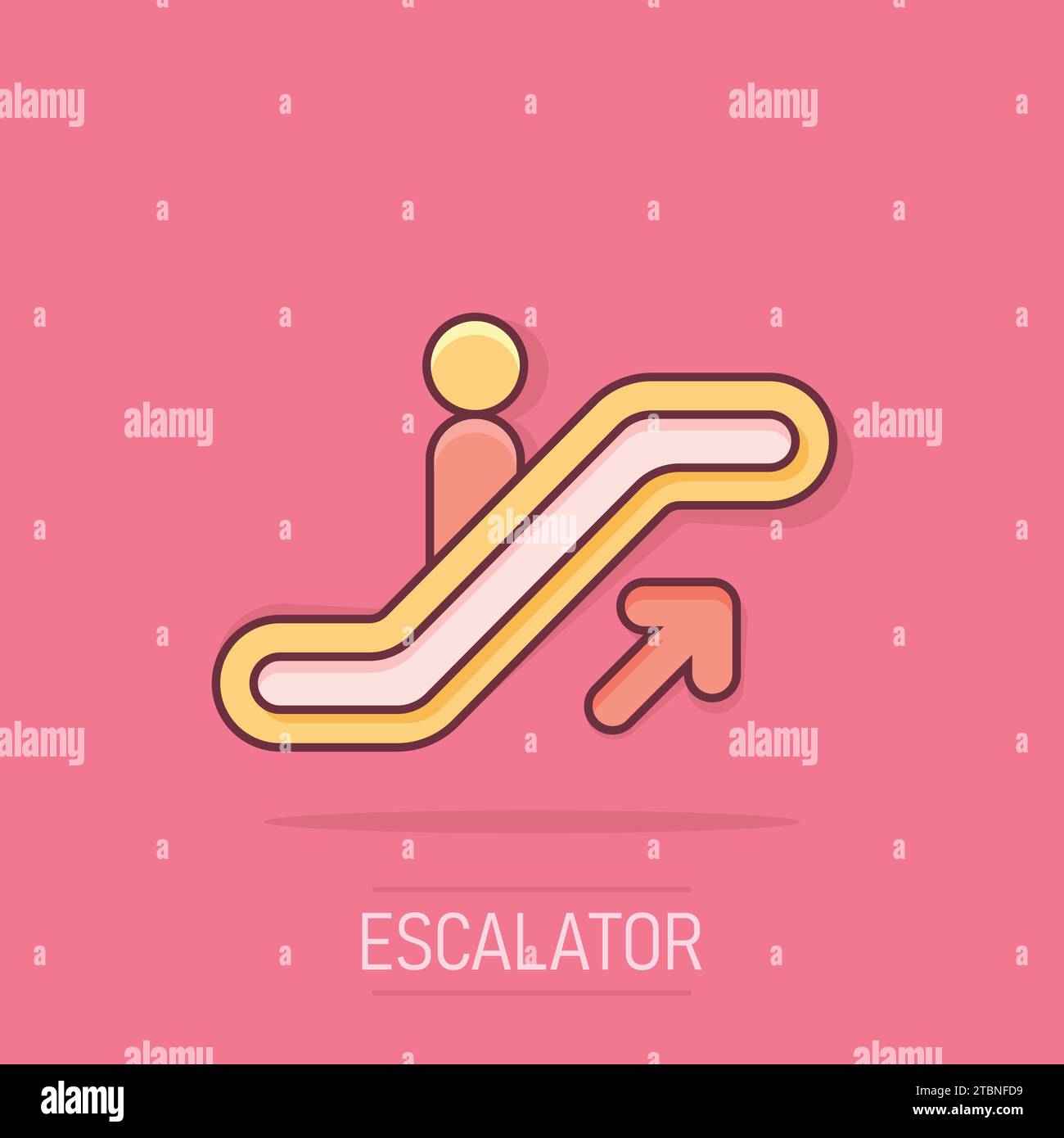 Vector cartoon escalator elevator icon in comic style. Escalator sign ...
