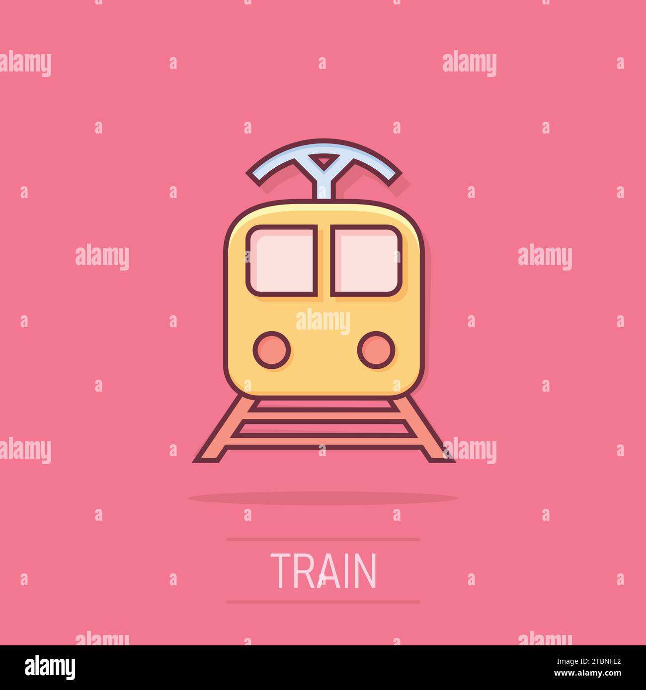 Vector cartoon train transportation icon in comic style. Train sign ...