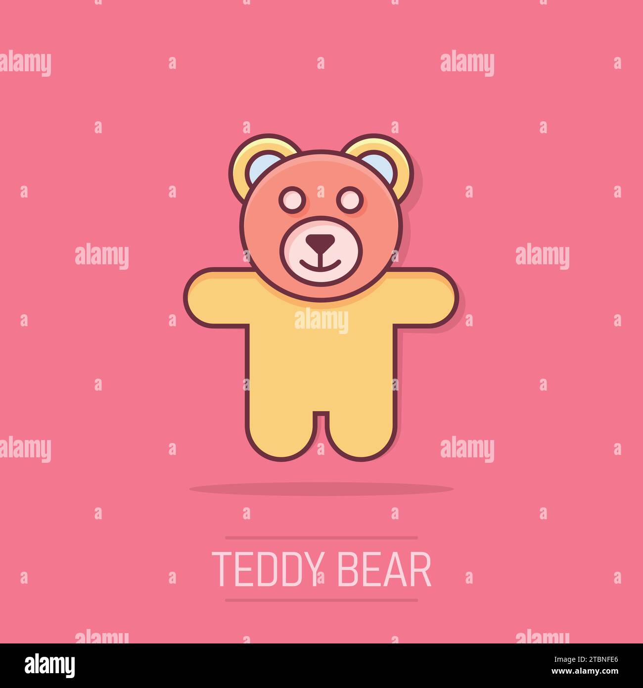 Vector cartoon teddy bear plush toy icon in comic style. Teddy toy sign ...
