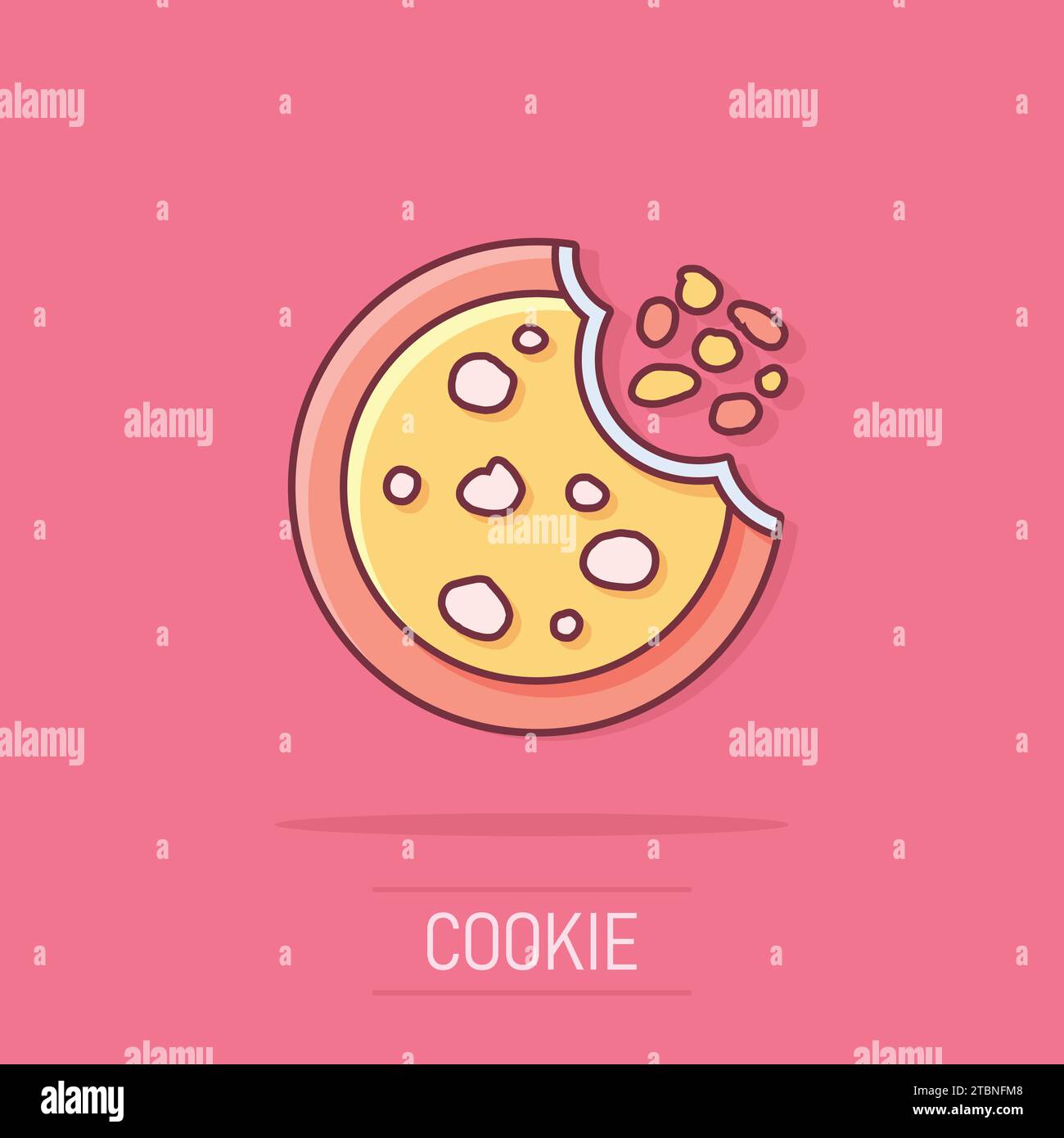 Vector cartoon cookie icon in comic style. Chip biscuit sign ...