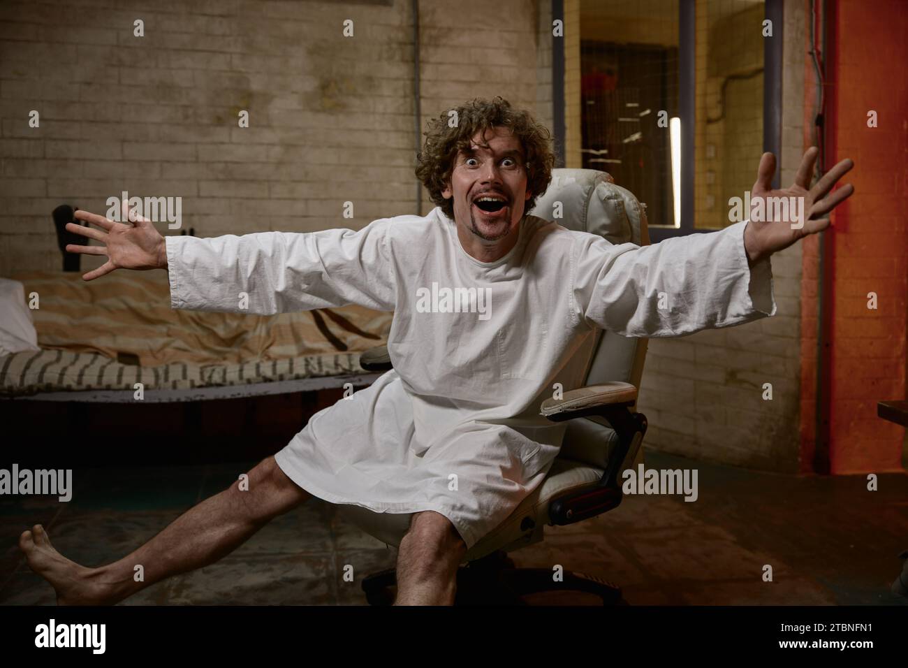 Mad psycho man feeling burst of joy, euphoria of happiness Stock Photo ...