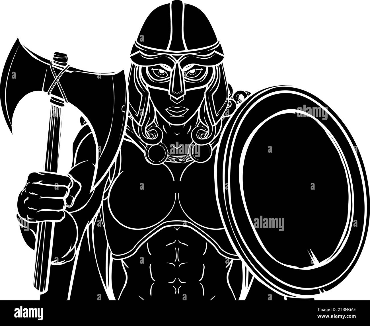 Viking Trojan Spartan Celtic Warrior Knight Woman Stock Vector Image ...