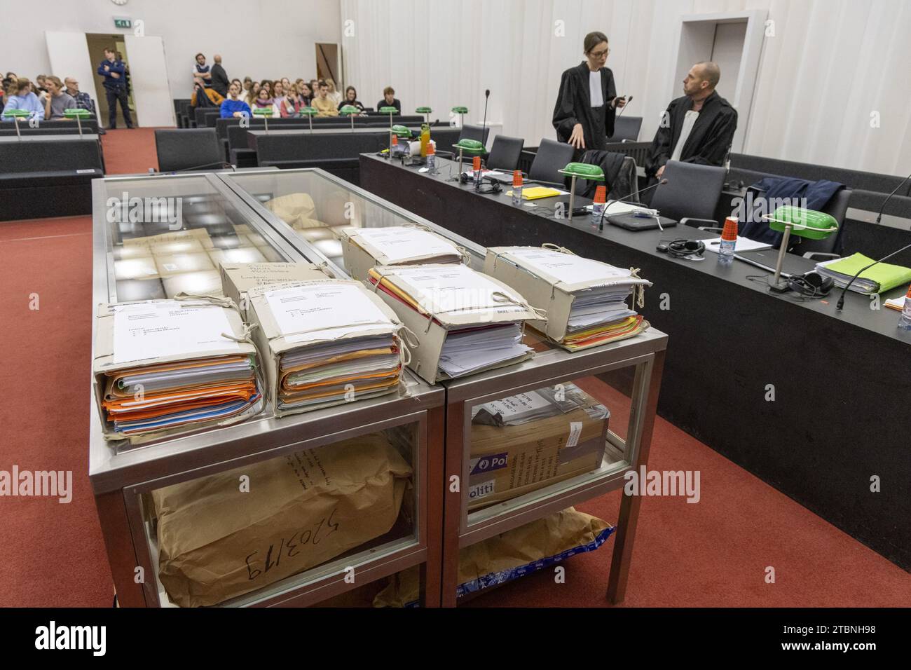 Gent, Belgium. 08th Dec, 2023. Pieces of evidence pictured during the ...