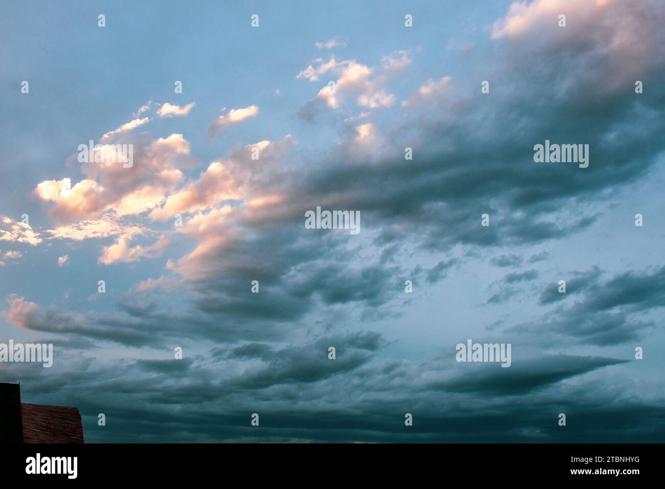 Dramatic colors in the sky. Bright and gloomy atmosphere at the same ...