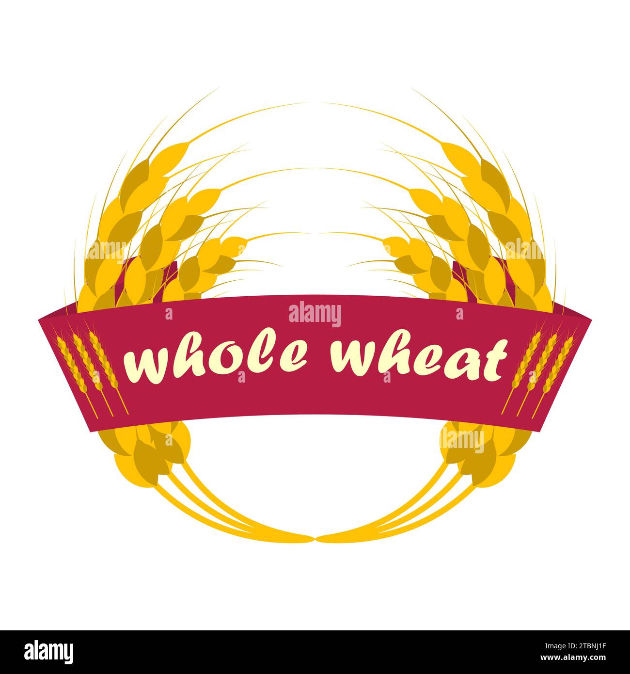Wheat ears logo. Ribbon with the inscription whole wheat. Round shapes ...