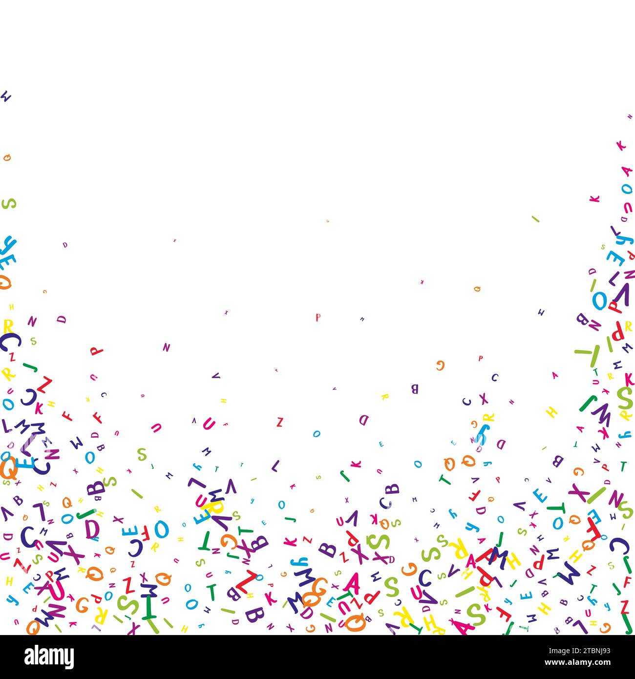 Scattered letters of latin alphabet. Colorful childish floating ...