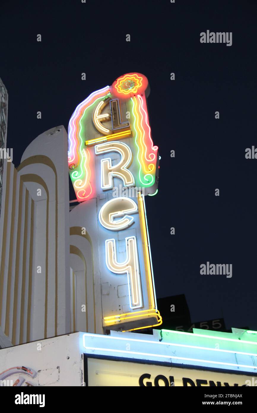 The El Rey Theater Neon Sign At Night Los Angeles Stock Photo - Alamy