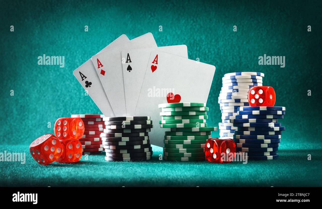 Background with cards chips and dices for playing casino gambling on ...