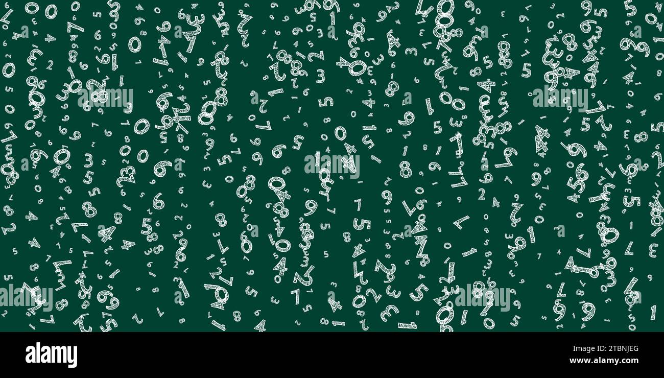 Falling childish chalk numbers. Math study concept with flying digits ...